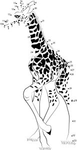 Connect the dots: Giraffe, printable for kids & adults, free