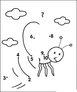Connect the dots: Numbers 1 – 10, Part 2, printable for kids & adults, free