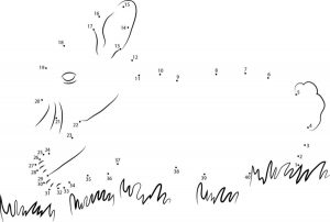 Connect the dots: Rabbit, printable for kids & adults, free