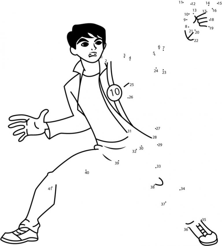 Connect the dots: Ben 10, printable for kids & adults, free