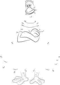 Connect the dots: Chicken Run, printable for kids & adults, free