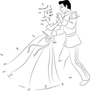 Connect the dots: Cinderella, printable for kids & adults, free