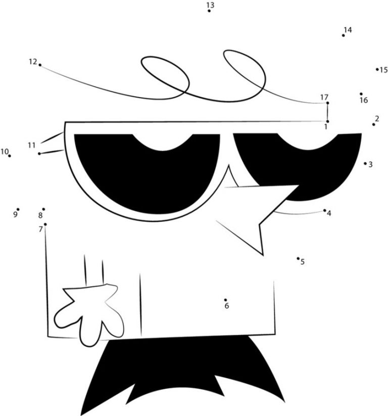Connect the dots: Dexter's Laboratory, printable for kids & adults, free
