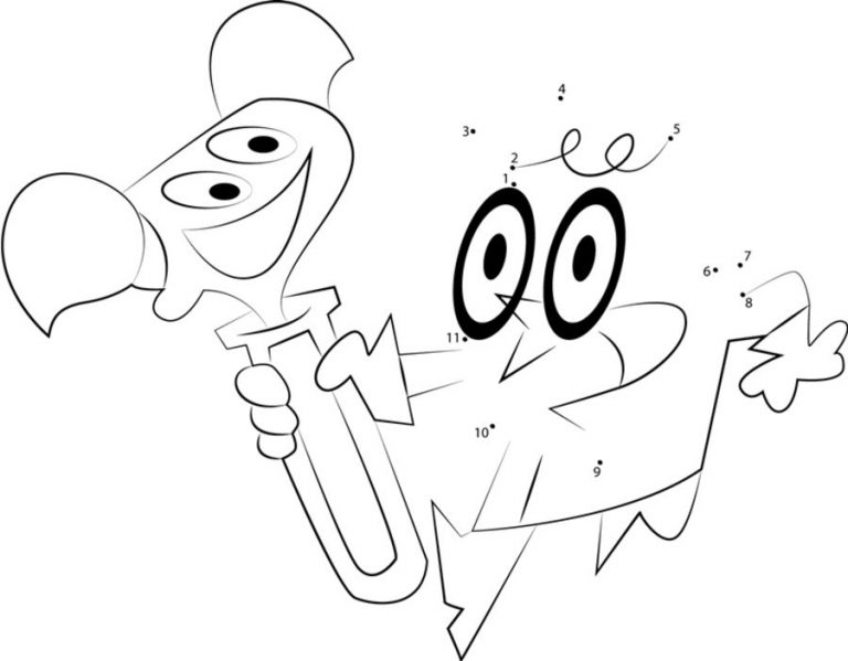 Connect the dots: Dexter's Laboratory, printable for kids & adults, free