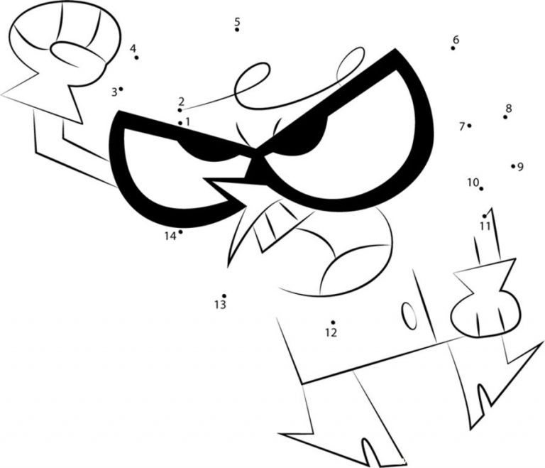 Connect the dots: Dexter's Laboratory, printable for kids & adults, free