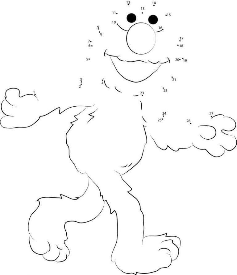 Connect the dots: Elmo, printable for kids & adults, free