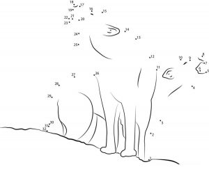Connect the dots: Wolf, printable for kids & adults, free
