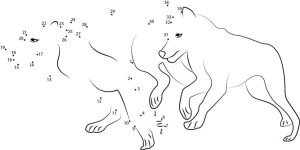 Connect the dots: Wolf, printable for kids & adults, free