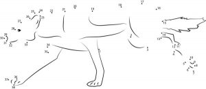 Connect the dots: Wolf, printable for kids & adults, free