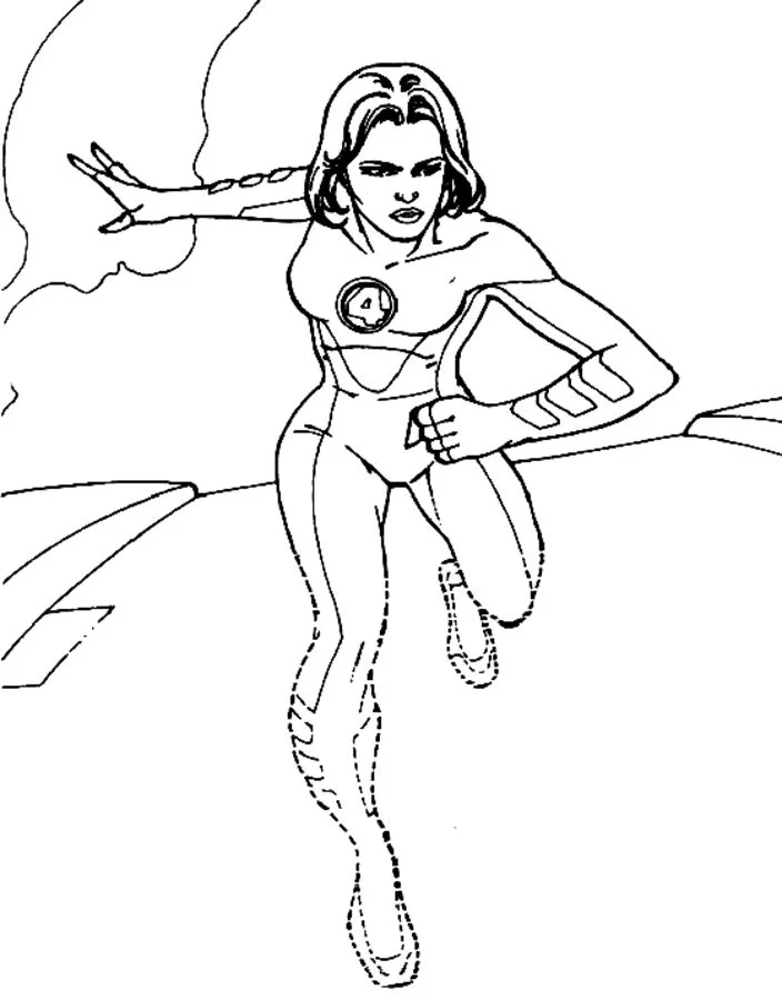 Coloring pages: Invisible Woman, printable for kids & adults, free