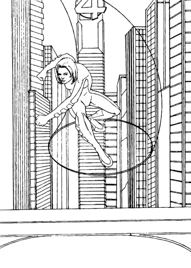 Coloring pages: Invisible Woman, printable for kids & adults, free