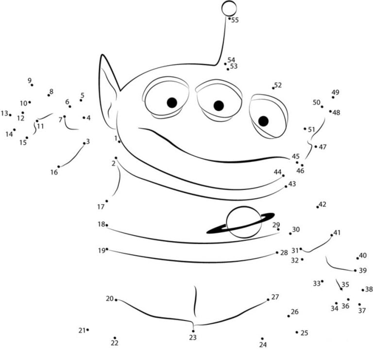 Tytuł Connect the dots: Alien, printable for kids & adults, free