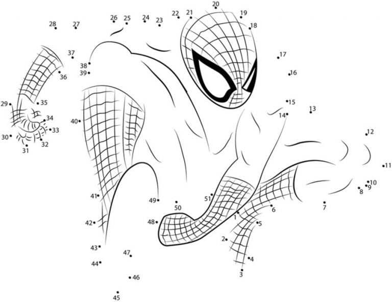 Connect the dots: Spider-Man, printable for kids & adults, free
