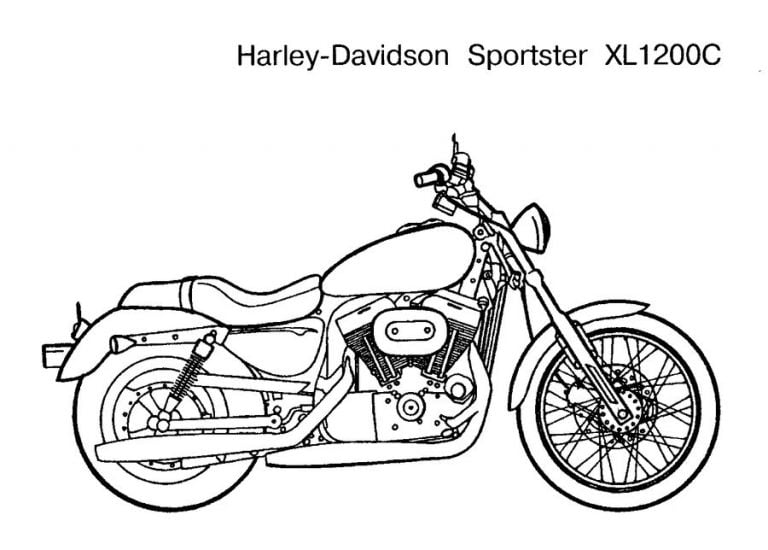 Coloring pages: Harley-Davidson, printable for kids & adults, free