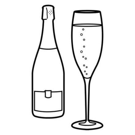 Coloring pages: Champagne, printable for kids & adults, free to download