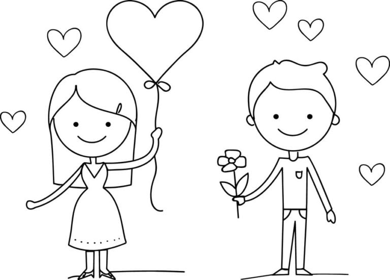 Coloriages: Couple amoureux imprimable, gratuit, pour les enfants et ...