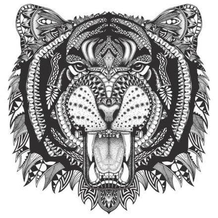 Coloring pages for adults: Tiger, printable, free to download, JPG, PDF