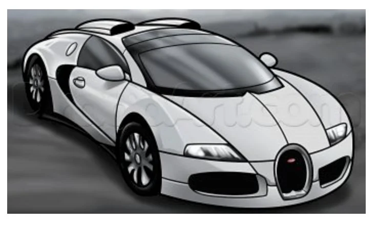 How to draw: Bugatti Veyron - easy step by step tutorial for kids