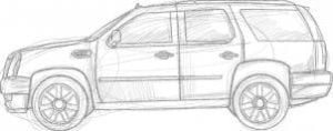How to draw: Cadillac Escalade - easy step by step tutorial for kids