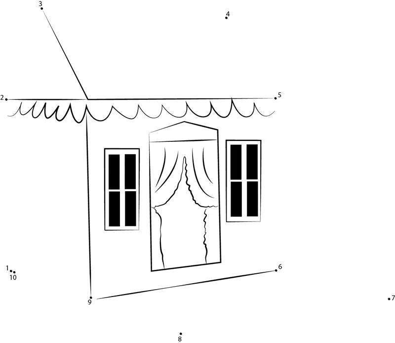 Connect the dots: House, printable for kids & adults, free