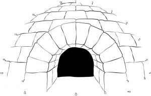 Connect the dots: Igloo, printable for kids & adults, free