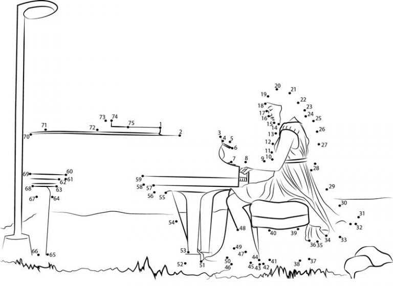 Connect the dots: Piano, printable for kids & adults, free