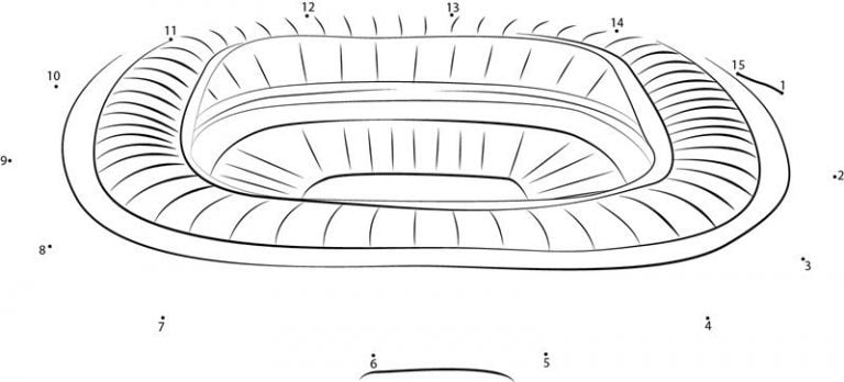 Connect the dots: Stadium, printable for kids & adults, free