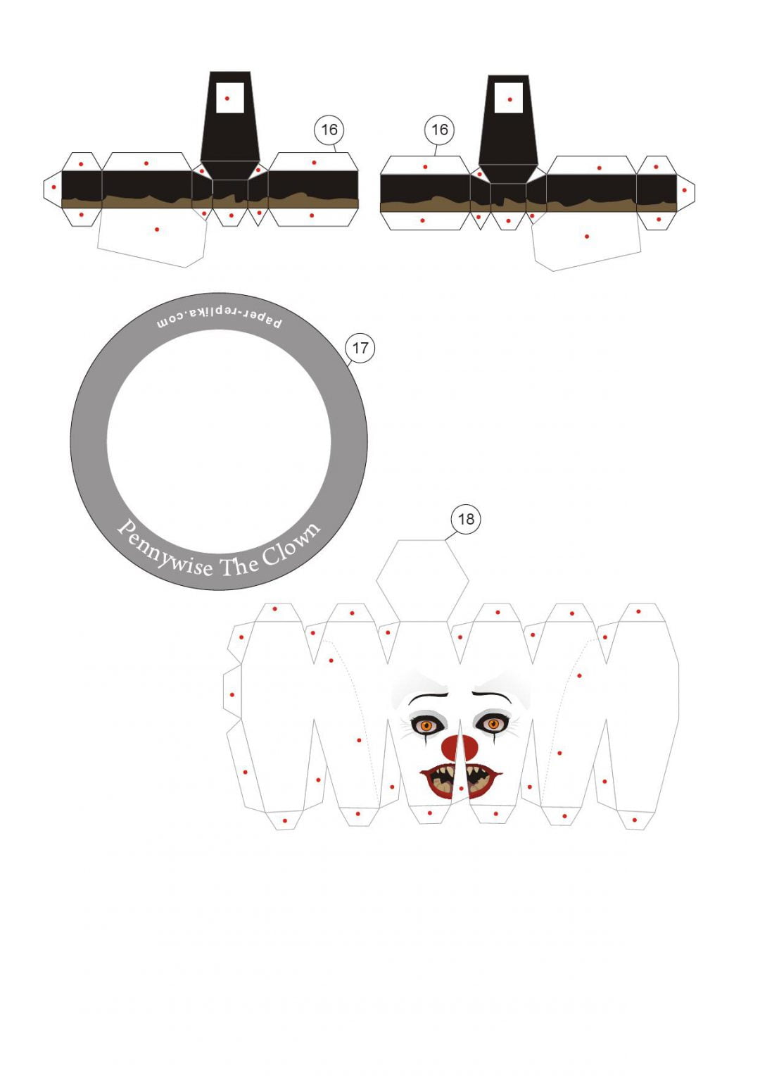 Paper model: Pennywise Clown free & printable for kids and adults ...