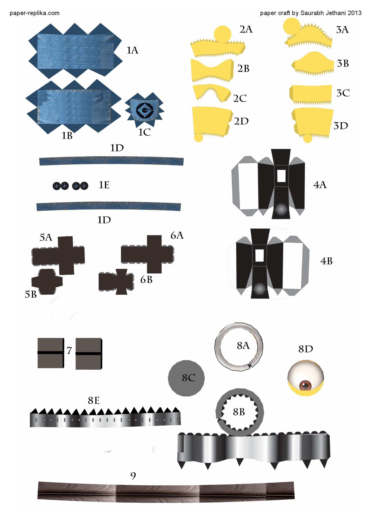 Paper models Paper model: Minion free & printable for kids and adults ...