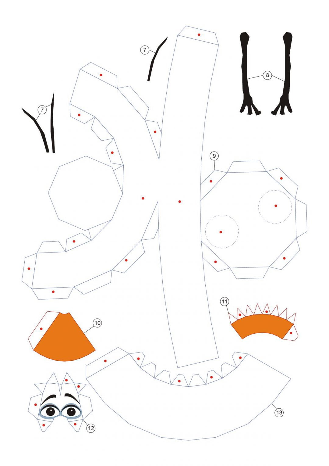 Paper model: Olaf free & printable for kids and adults Downloadable PDF ...