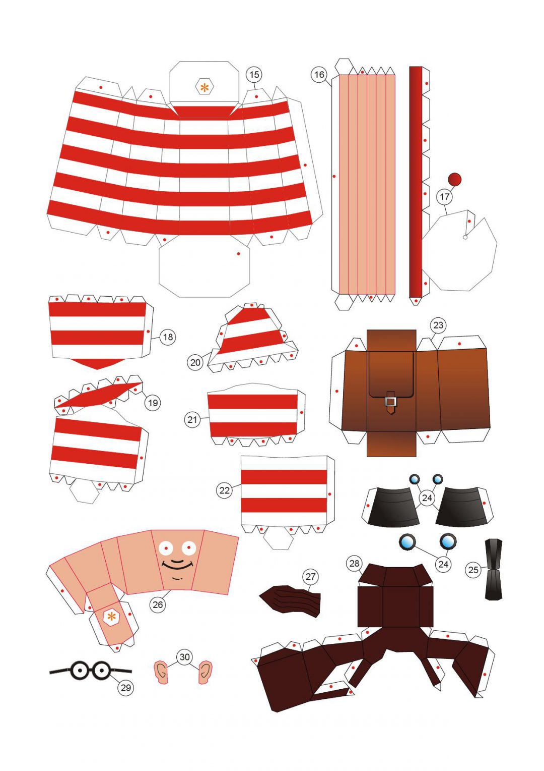 Paper model: Wally / Waldo free & printable for kids and adults ...