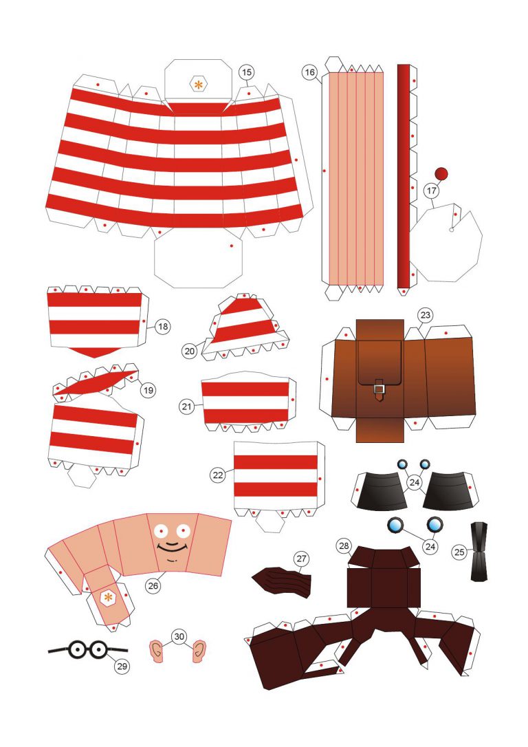 Paper model: Wally / Waldo free & printable for kids and adults ...